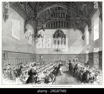 BEDDINGTON: Hall of the female orphan asylum, Beddington, antique print ...