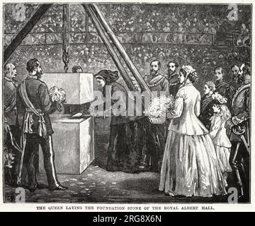 Queen Victoria laying the foundation stone of the new Birmingham Law ...