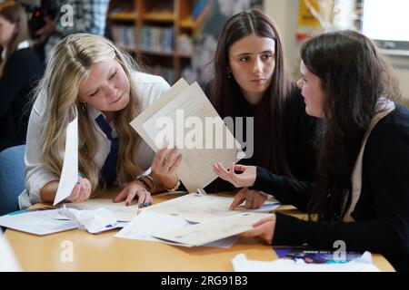 Pupils l-r Tess Worley, Abbie Hart and Leah Mathieson from Craigmount ...