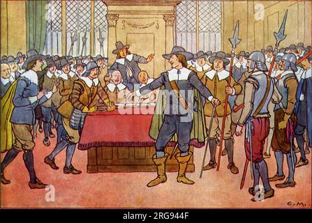 Oliver Cromwell removing the mace from the Commons Chamber and ...
