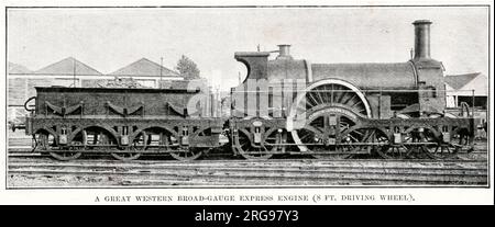 A Great Western broad-gauge express engine with 8 foot driving wheel ...