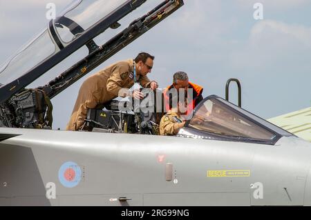 Cockpit and crew. Royal Air Force Battle of Britain flight, WW2 Avro ...