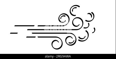Cartoon puff of wind blow line symbol. Cloud, blowing wind, weather ...