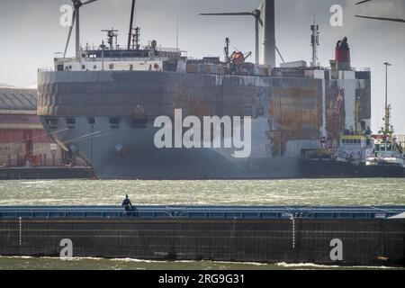 NORTH SEA - The Fremantle Highway on fire in the North Sea above ...