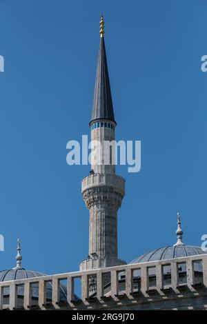 Istanbul, Turkey, Turkiye. Minaret of the Mosque of Suleyman the Magnificent, Suleymaniye Mosque ...