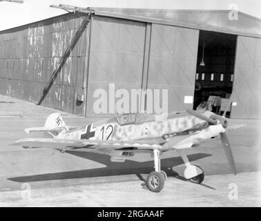 Messerschmitt Bf 109E-3-B (werknummer 4101) 'Black 12' of the RAF St. Athan RAF Museum Reserve ...