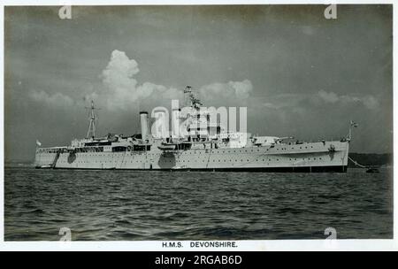 HMS Devonshire. County-class heavy cruiser of the London sub-class ...
