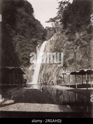 19th century vintage photograph: Nunobiki Waterfall, Kobe, Japan Stock ...