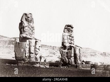 The Colossi of Memnon, Egypt, circa 1890s Stock Photo - Alamy