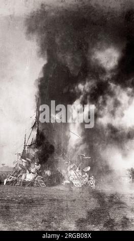 Vintage 19th century photograph: cremation of a Burmese Buddhist monk ...