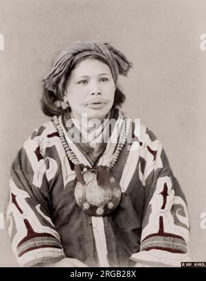 Vintage 19th century photograph: Ainu, Aino man from Haokkaido island ...