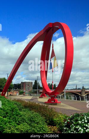 The Steel Wave sculpture, Town Reach, Newport, South Wales scenes ...