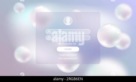 Sign In Login form glassmorphism style. Luxury pearl sphere background ...