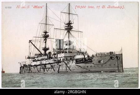The HMS Mars, a British Majestic-class pre-dreadnought battleship ...