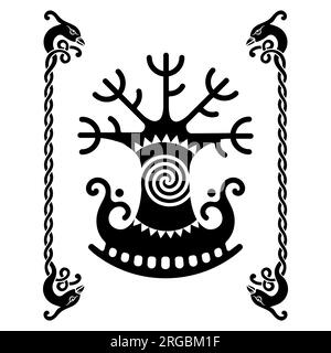 Viking design. World Tree from Scandinavian mythology - Yggdrasil and ...