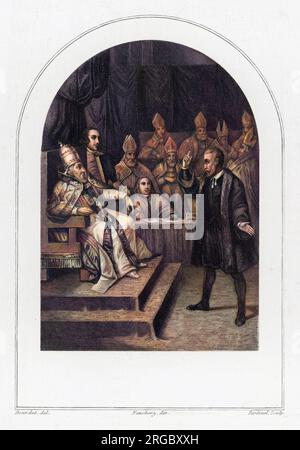 Galileo Galilei (1564-1642) before members of the Holy Office in the ...