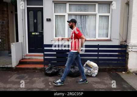 Gillingham fans make their way to the stadium ahead of the Carabao Cup ...