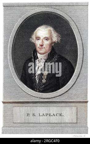 Pierre-Simon, marquis de Laplace, French mathematician. Hand-colored ...