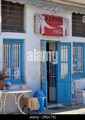 Small grocery shop, Ermopouli, Syros island, Greece, Southern Europe ...
