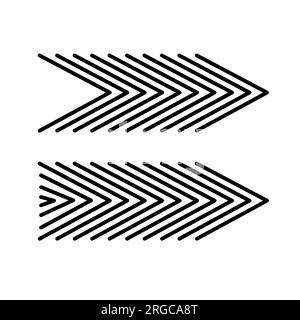 Double arrow sign. Horizontal long straight arrow with two left and ...
