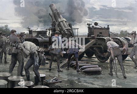 WW1 - British soldiers firing from a captured German trench Stock Photo ...