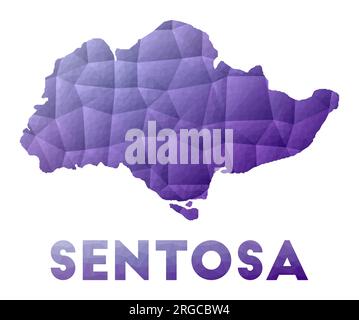 Low poly map of Sentosa. Geometric illustration of the island. Sentosa ...