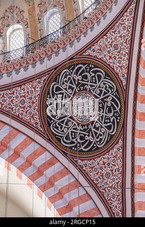 Istanbul, Turkey, Türkiye. Calligraphy and Floral Design on a Column in ...