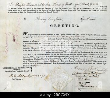 Parchment commission document for 2nd Lieutenant Henry Vaughan, Madras ...