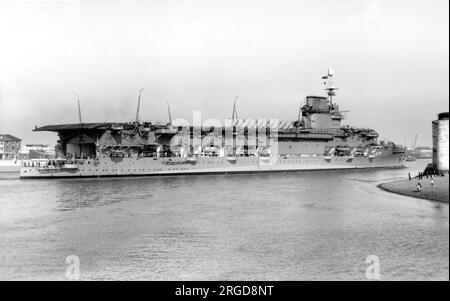 Royal Navy - HMS Courageous 50, an aircraft carrier, seen in July 1936 ...