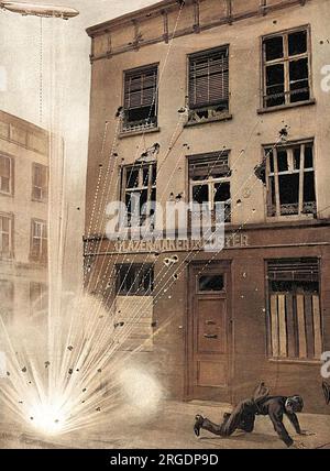 A great war Zeppelin on a bomb-dropping expedition during World War I ...