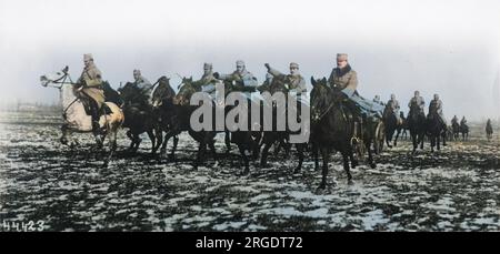 Austro-Hungarian cavalry in action during the First World War. Date ...