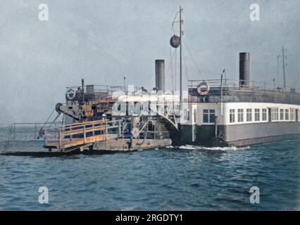 A car ferry with a coach on board Stock Photo - Alamy