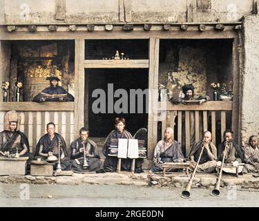 Monks with musical instruments, northern India. Date: circa 1890s Stock ...