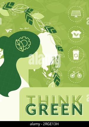 Green poster with planet earth and recyclable symbol Earth day Vector ...