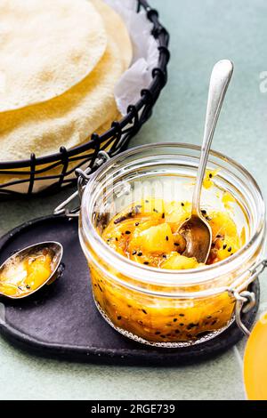 Indian mango chutney in a jar Stock Photo - Alamy