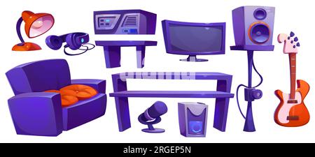 Set of furniture and background scene of empty room illustration Stock ...