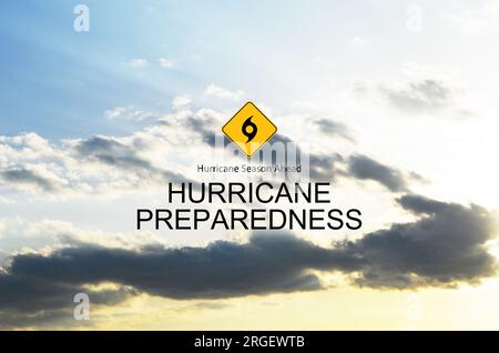 hurricane preparedness sign on sky background Stock Photo - Alamy