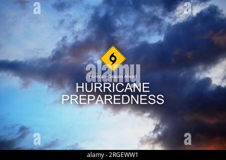 hurricane preparedness sign on sky background Stock Photo - Alamy