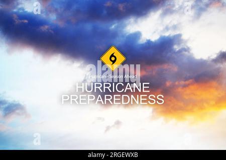 hurricane preparedness sign on sky background Stock Photo - Alamy