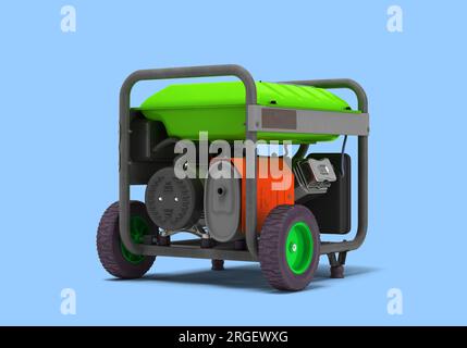 Modern compact electrical generator right side view 3d render on white ...