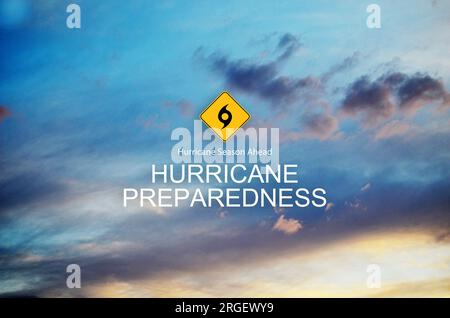 hurricane preparedness sign on sky background Stock Photo - Alamy