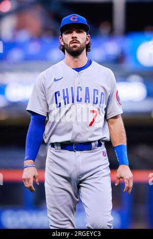 Chicago Cubs' Dansby Swanson (7) warms up during batting practice ...
