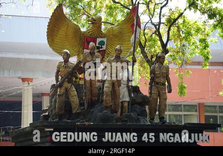 The monument of Indonesian heroes on Gedung Juang 45 Nganjuk, East Java ...