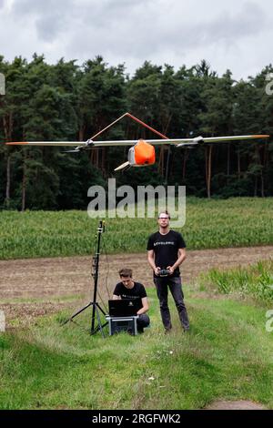 Erlangen, Germany. 09th Aug, 2023. A drone from the "Evolonic" pilot ...