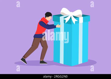 Illustration of man pushing large box into back of truck using ramp ...