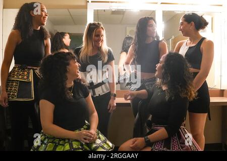 Jaz Robinson (left to right), who plays Catherine of Aragon, Julia Pulo ...