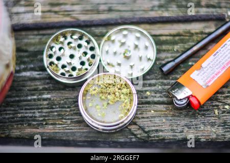 Weed pipe selective focus image copy space drug addiction theme Stock ...
