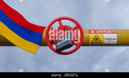 Gas pipe closure, Gas pipe, Gas sanctions, Sanctions concept, 3D work ...
