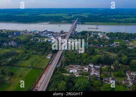 Aerial view of the Shaheed Sheikh Kamal Bridge over Andharmanik River ...