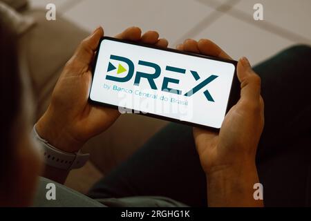 In this photo illustration, the Drex logo seen displayed on a ...